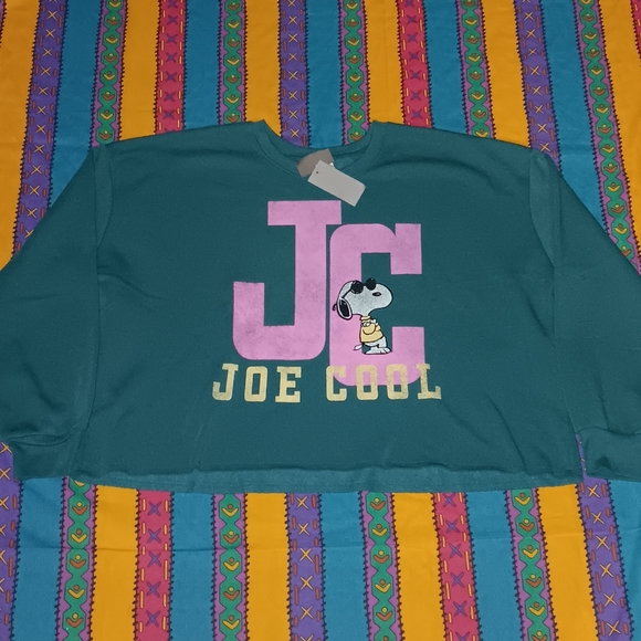 Peanuts | Tops | New Snoopy Joe Cool Cropped Crewneck Sweatshirt Crop ...